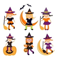 Cute little witches set Royalty Free Vector Image