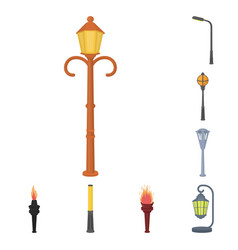 Lamp post cartoon icons in set collection Vector Image