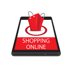 Shopping online shop red icon background im Vector Image