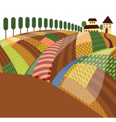 Rural landscape and farmers Royalty Free Vector Image