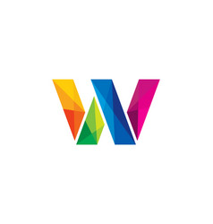 W monogram rainbow ribbon origami logo web ui Vector Image
