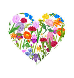 Gray and pink lineart florals heart Royalty Free Vector