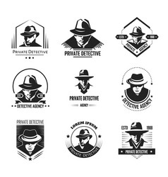 Private detective promotional monochrome emblems Vector Image