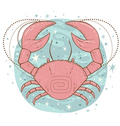 Zodiac sign of cancer in water circle Royalty Free Vector