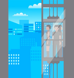 Modern lift lifting mechanism for transporting Vector Image