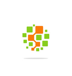 Square data technology logo Royalty Free Vector Image