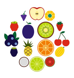 Half fruits apricot cherry strawberries peach Vector Image