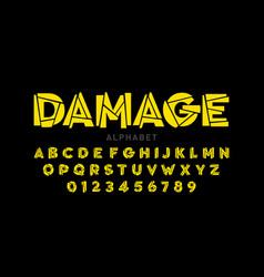 Damaged font design alphabet letters and numbers Vector Image