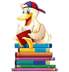 Little duck reading a book Royalty Free Vector Image