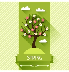 Seasonal with spring tree in flat Royalty Free Vector Image