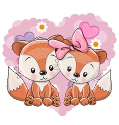 Two cute cartoon foxes Royalty Free Vector Image