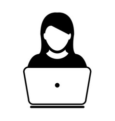 User icon with laptop computer female person Vector Image