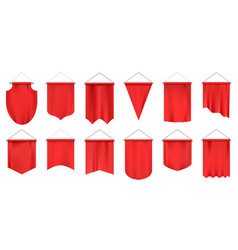 Red realistic pennant set empty triangle banners Vector Image