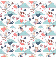 Happy valentines day seamless pattern boy girl Vector Image