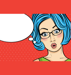 Pop art woman comic woman with speech bubble Vector Image