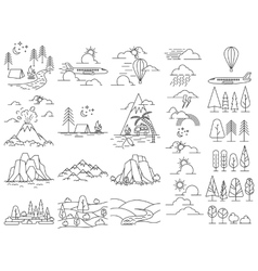 Nature line icon landscapes Royalty Free Vector Image