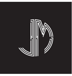 Jm logo initial with circle line cut design Vector Image