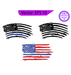 Thin blue line us flag gun police blue line Vector Image