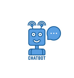 Chatbot icon outline robot sign on a blue Vector Image
