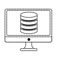 Monitor computer with data disk Royalty Free Vector Image