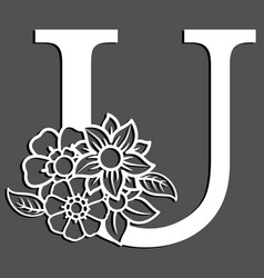 Letter silhouette with flowers letter u Royalty Free Vector