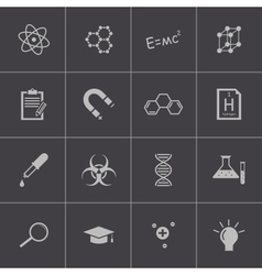 Black molecule icons set Royalty Free Vector Image