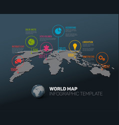 Infographic dark world map with pointer marks Vector Image