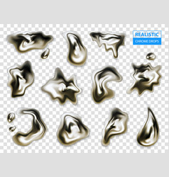 Chrome droplets on transparent background Vector Image