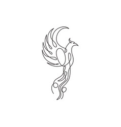 Single continuous line drawing flame phoenix Vector Image