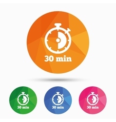 Timer sign icon 30 minutes stopwatch symbol Vector Image