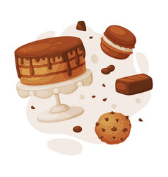 Delicious sweets and desserts set ice cream cake Vector Image