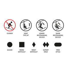 Ski lift manuals trail difficulty levels signs Vector Image