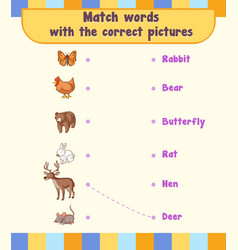Match words with correct pictures game Royalty Free Vector