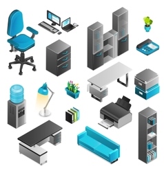 Office isometric set Royalty Free Vector Image