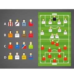 Soccer formations set with different color players