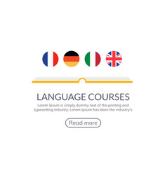 Language learn banner design Royalty Free Vector Image