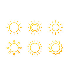 Sun star solar circle sunshine weather icon set Vector Image