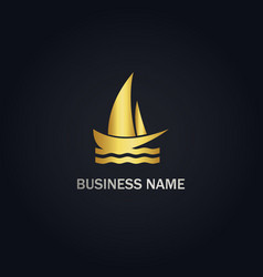 Sun wave ocean gold logo Royalty Free Vector Image