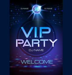 Neon sign vip party welcome Royalty Free Vector Image