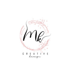 Handwritten mk m k letter logo with sparkling Vector Image