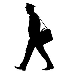 Postman or mailman walking on duty silhouette Vector Image