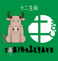 Chinese zodiac sign cow Royalty Free Vector Image