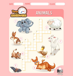 Learn french crossword puzzle game with animals Vector Image