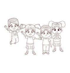 Hand drawing cartoon happy kids Royalty Free Vector Image