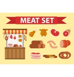 Butcher shop meat showcase icon flat style Vector Image