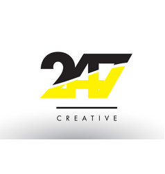 247 black and yellow number logo design Royalty Free Vector