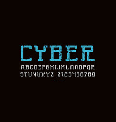 Cyber tech font contour scheme style Royalty Free Vector