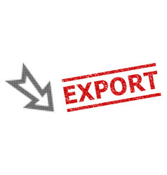 Scratched export seal stamp and halftone dotted Vector Image