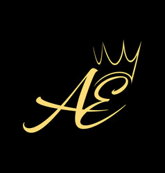 Gold monogram crown logo initial letter r Vector Image