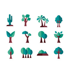 Bundle trees flat style icons Royalty Free Vector Image